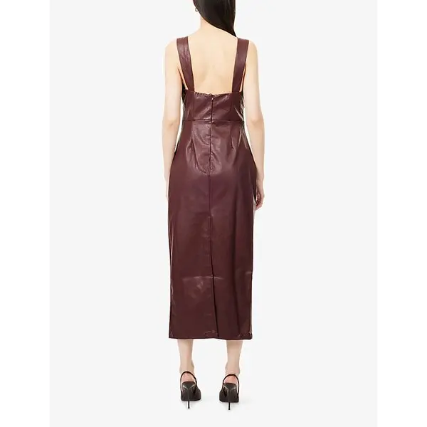 PRETTY LAVISH Faux-leather Maxi Dress - Wine | Editorialist