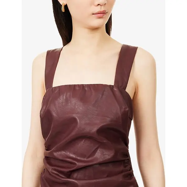PRETTY LAVISH Faux-leather Maxi Dress - Wine | Editorialist