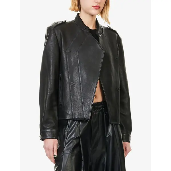 TEAM WANG DESIGN Open-front Leather Jacket