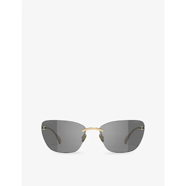 Chanel Cat Eye Titanium Sunglasses - Gold