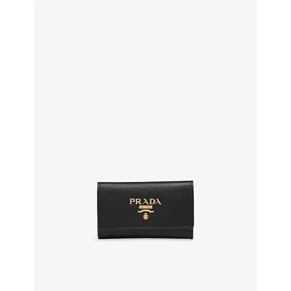 Prada Saffiano Leather Keychain Wallet - Black