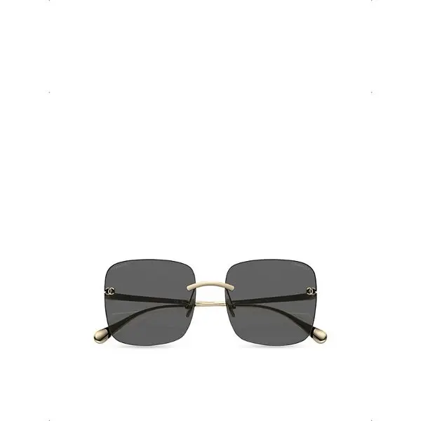 Chanel Square Titanium Sunglasses - Gold