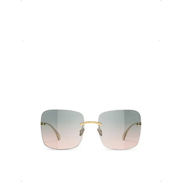 Chanel Square Titanium Sunglasses - Gold