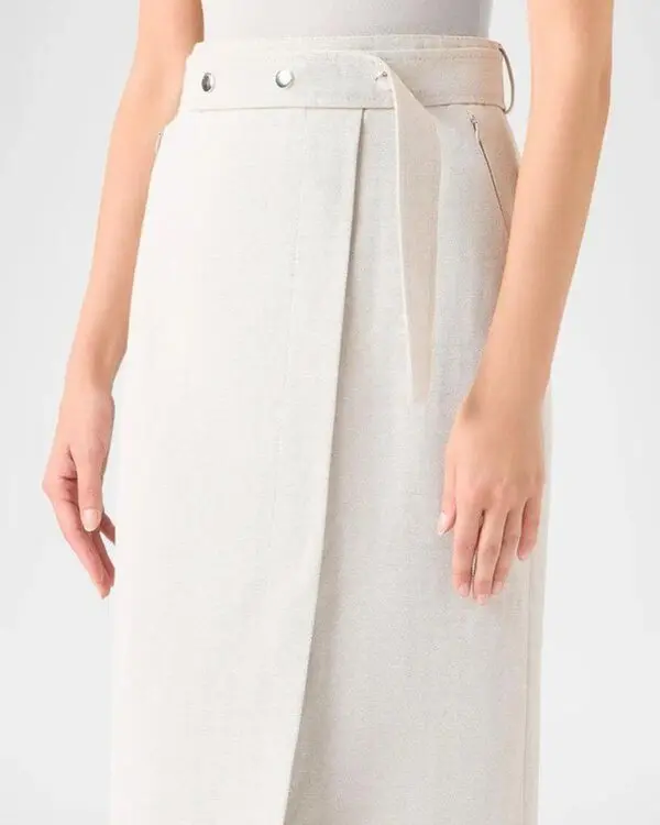 Akris Cotton-linen Gabardine Wrap Skirt - Greige