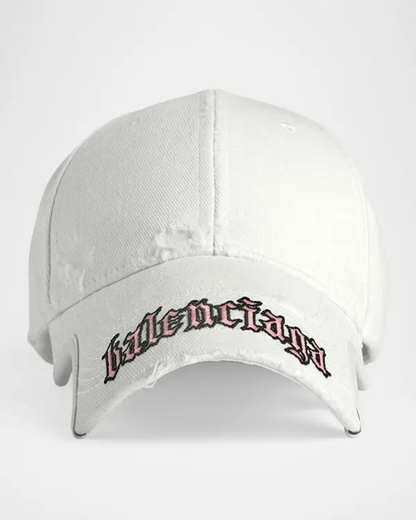 Balenciaga Blackletter Script Logo Baseball Cap - 9014 Dirty White