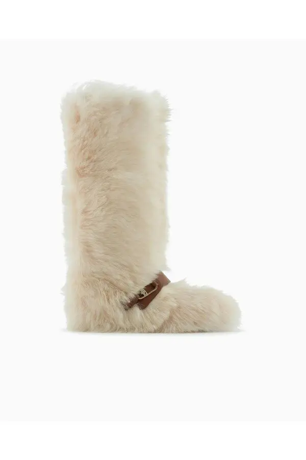 Giorgio Armani Neve Suede And Shearling Sheepskin Ankle Boots - Beige