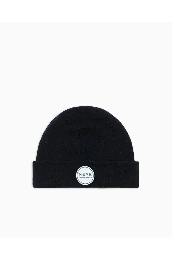 Giorgio Armani Ribbed Cashmere Beanie - Black