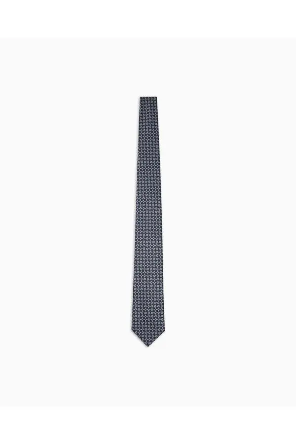 Giorgio Armani Pure Silk Diamond Jacquard Neck Tie - Black