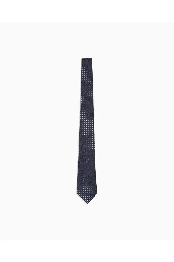 Giorgio Armani Pure Silk Polka-dot Jacquard Neck Tie - Blue