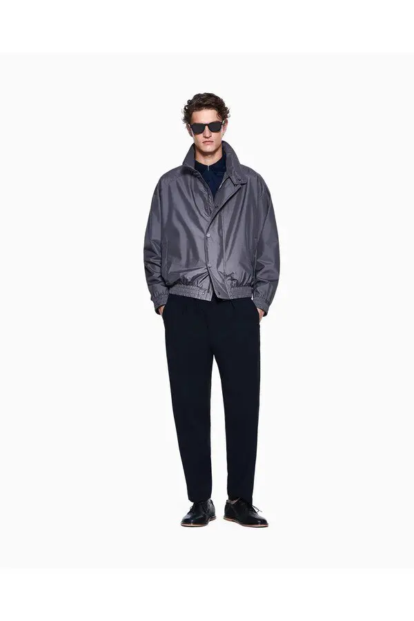 Giorgio Armani Zip-up Cotton Jersey Shirt With Snap-button Cuffs - Blue