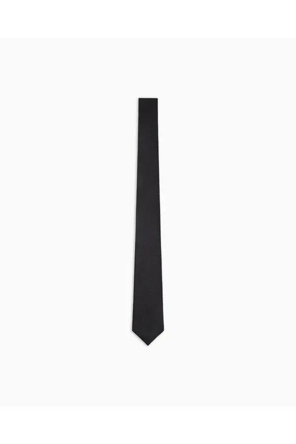 Giorgio Armani Chevron Jacquard Silk Neck Tie - Black