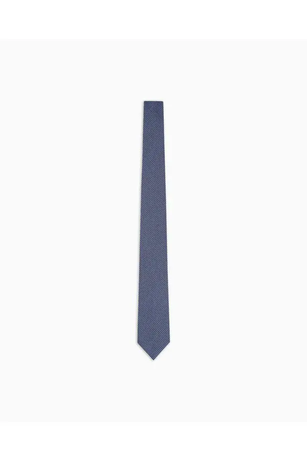 Giorgio Armani Chevron Jacquard Silk Neck Tie - Blue