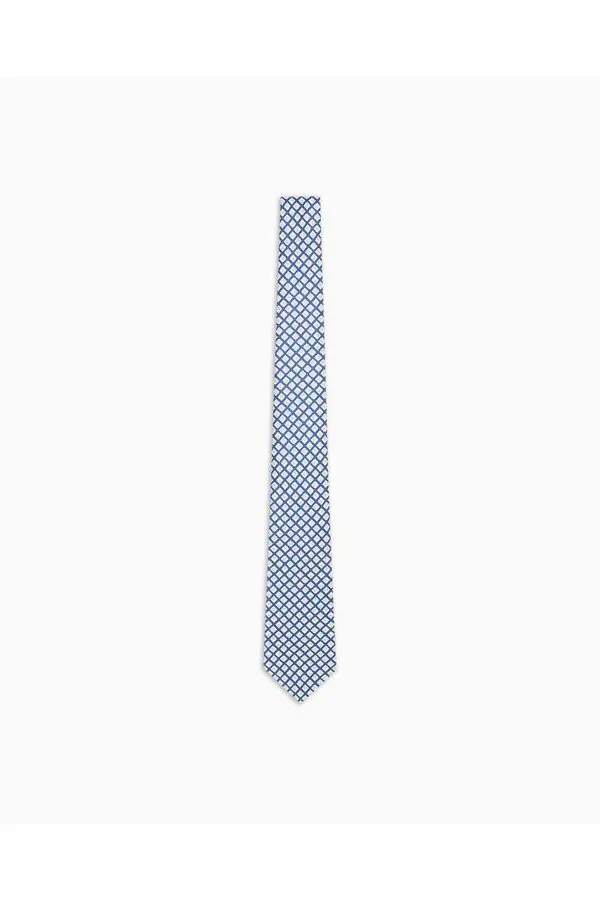 Giorgio Armani Chevron Jacquard Silk Neck Tie - Grey