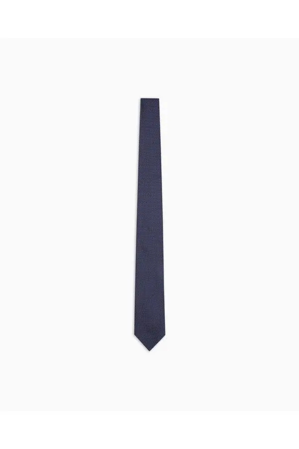 Giorgio Armani Pure Silk Neck Tie With Micro Polka-dot Jacquard - Blue