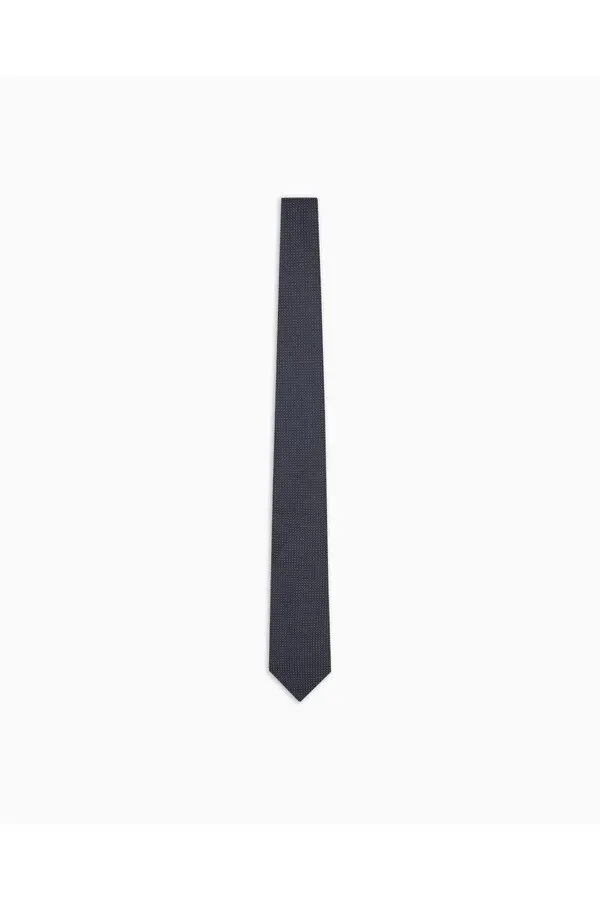 Giorgio Armani Pure Silk Tie With Micro Polka-dot Jacquard - Black