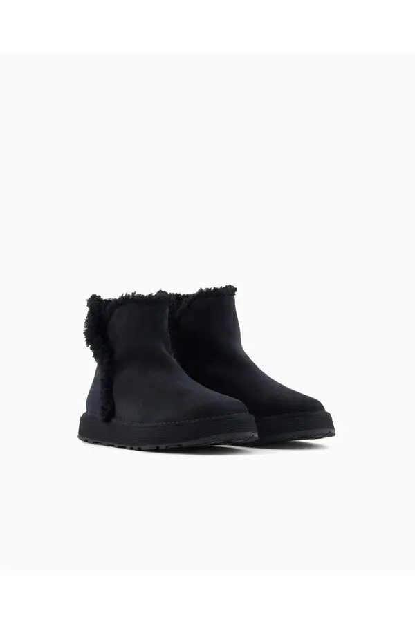 Giorgio Armani Neve Suede And Sheepskin Ankle Boots
