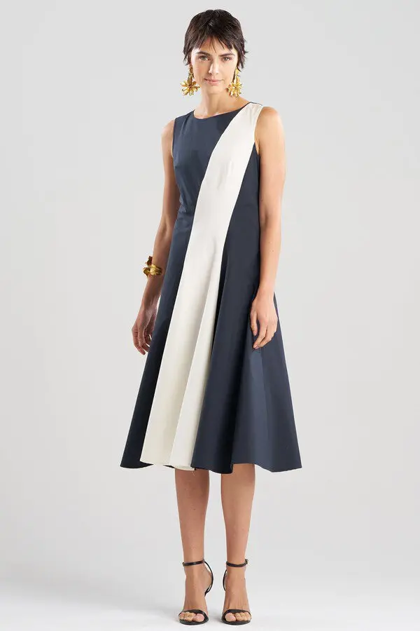Natori Color Block Tech Cotton Taffeta Asymmetric Dress - Gray / Black /  White - 30% Off | Editorialist