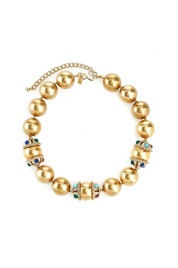 KENNETH JAY LANE Jeweled Cabochon Necklace - Gold