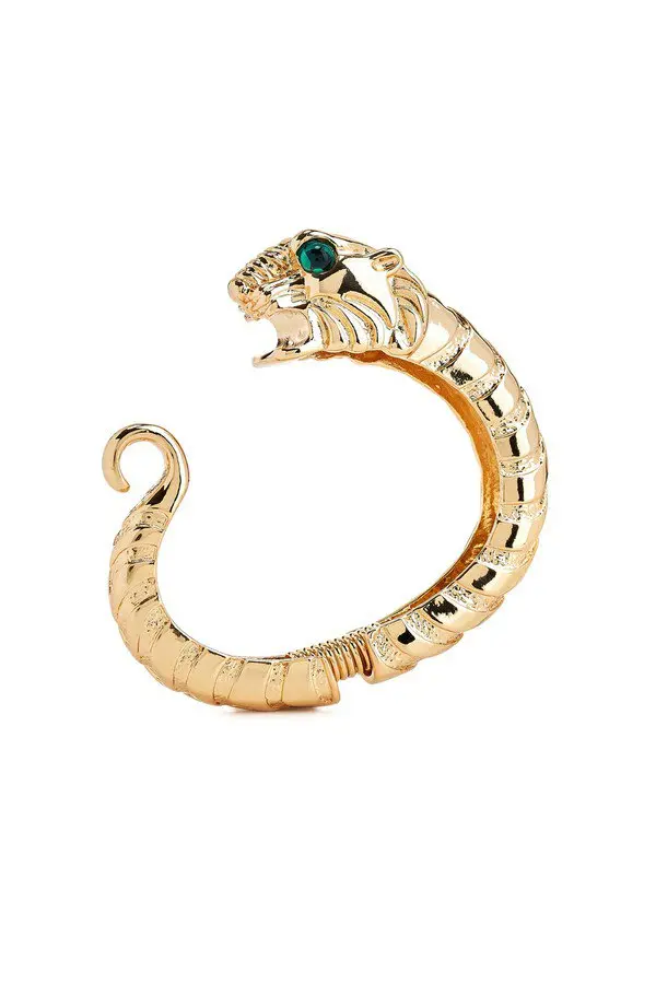 KENNETH JAY LANE Tiger Head Hinged Bracelet - Green