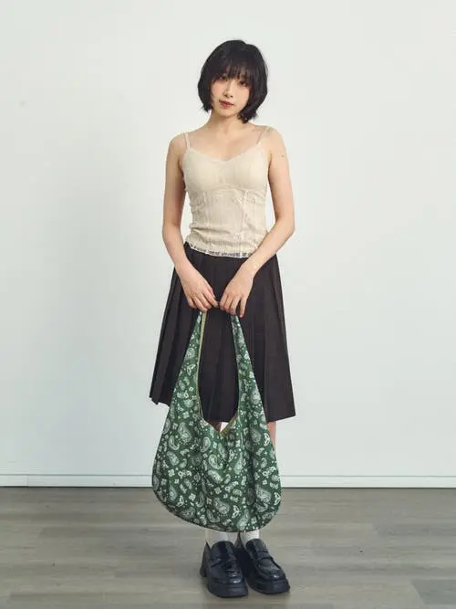LOST PATTERN Paisley Cotton Hobo Shoulder Bag - Sagebrush Green