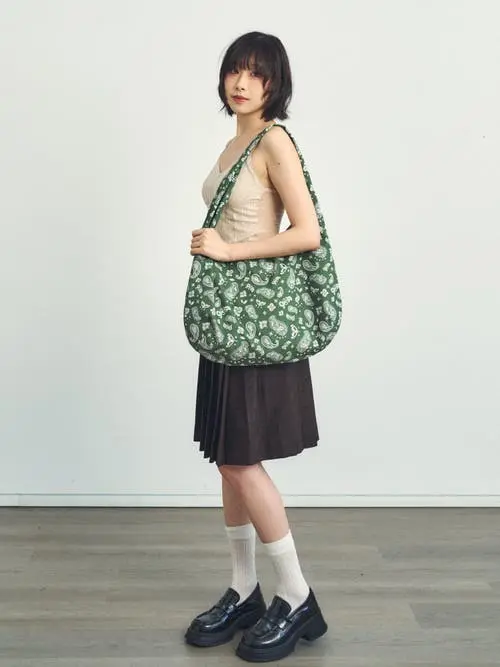 LOST PATTERN Paisley Cotton Hobo Shoulder Bag - Sagebrush Green