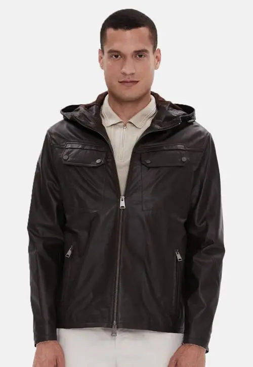 FURNIQ UK Horace Leather Jacket - Brown
