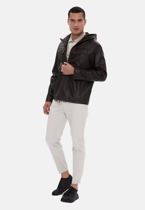 FURNIQ UK Horace Leather Jacket - Brown