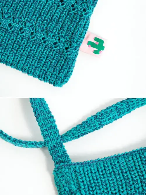 LOST PATTERN Cactus Crochet Crossbody Phone Bag - Turquoise