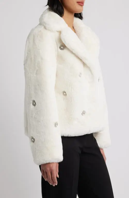 CECE DUPRAZ Embellished Faux Fur Coat