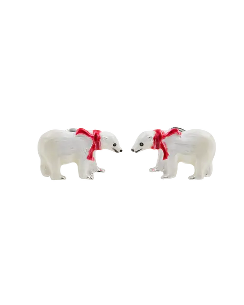 FABLE ENGLAND Cosy Polar Bear Stud Earrings - Silver