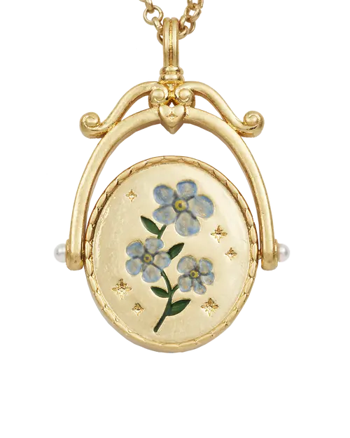 FABLE ENGLAND Initial Forget-me-not Spinner Chain Necklace