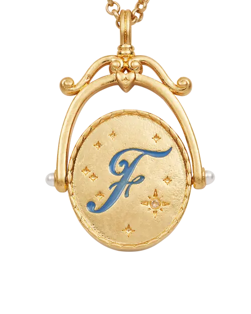 FABLE ENGLAND Initial Forget-me-not Spinner Chain Necklace