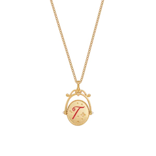 FABLE ENGLAND T Initial Tulip Spinner Chain Necklace - Gold