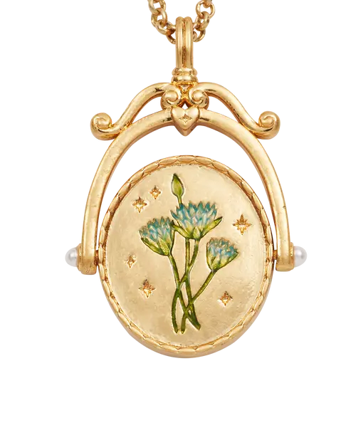 FABLE ENGLAND W Initial Water Lily Spinner Chain Necklace
