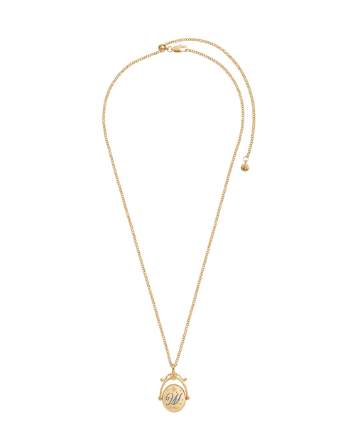 FABLE ENGLAND W Initial Water Lily Spinner Chain Necklace