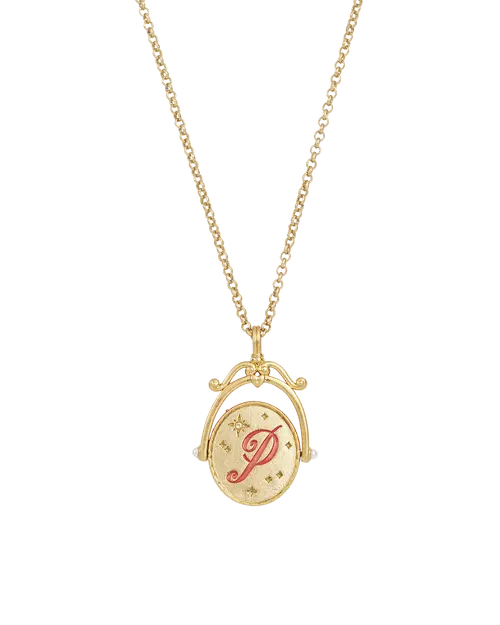 FABLE ENGLAND P Initial Peony Spinner Chain Necklace - Gold