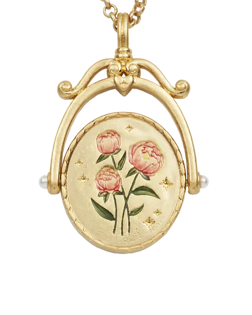 FABLE ENGLAND P Initial Peony Spinner Chain Necklace