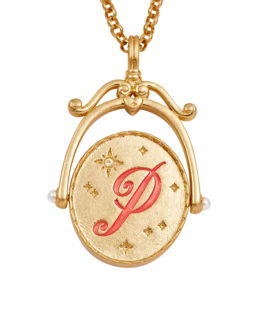 FABLE ENGLAND P Initial Peony Spinner Chain Necklace