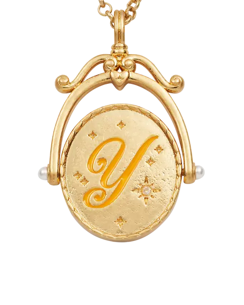 FABLE ENGLAND Y Initial Yarrow Spinner Chain Necklace