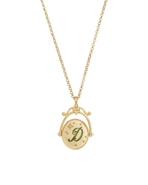 FABLE ENGLAND D Initial Daisy Spinner Chain Necklace - Gold