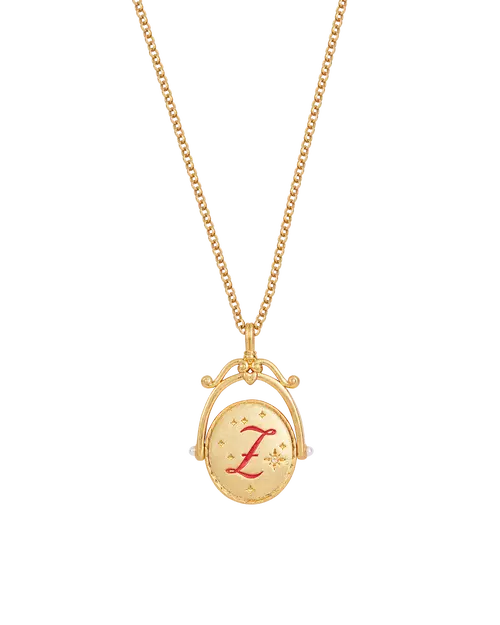 FABLE ENGLAND Z Initial Zigzag Clover Spinner Chain Necklace - Gold