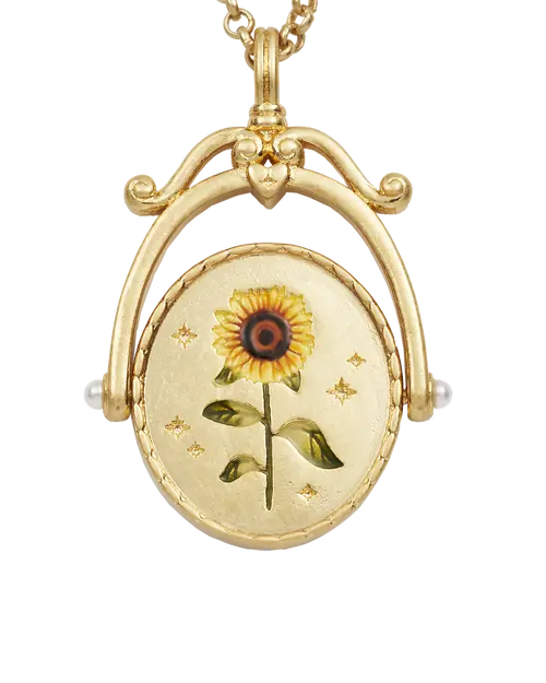 FABLE ENGLAND S Initial Sunflower Spinner Chain Necklace