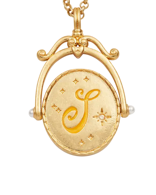 FABLE ENGLAND S Initial Sunflower Spinner Chain Necklace