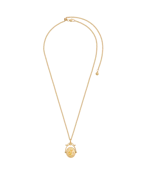 FABLE ENGLAND S Initial Sunflower Spinner Chain Necklace