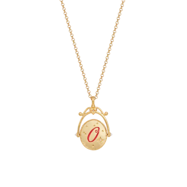 FABLE ENGLAND O Initial Orchid Spinner Chain Necklace - Gold