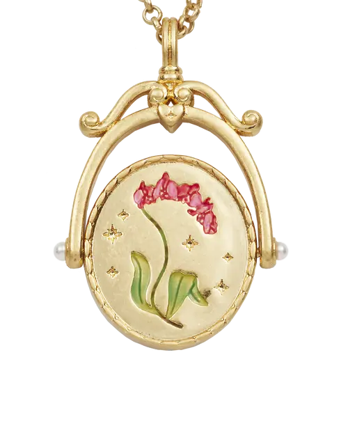 FABLE ENGLAND O Initial Orchid Spinner Chain Necklace
