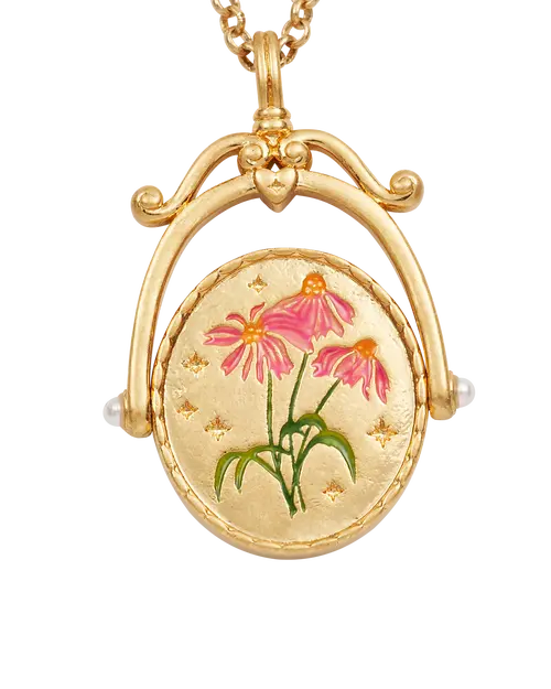 FABLE ENGLAND E Initial Echinacea Spinner Chain Necklace