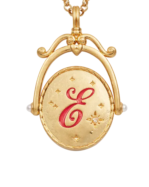 FABLE ENGLAND E Initial Echinacea Spinner Chain Necklace