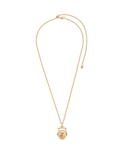FABLE ENGLAND E Initial Echinacea Spinner Chain Necklace