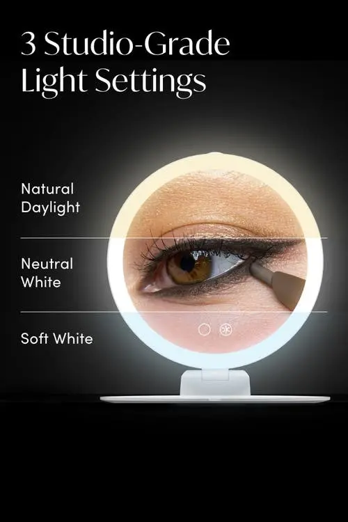 FANCII Abigail Travel Mirror With 10x Magnification - White